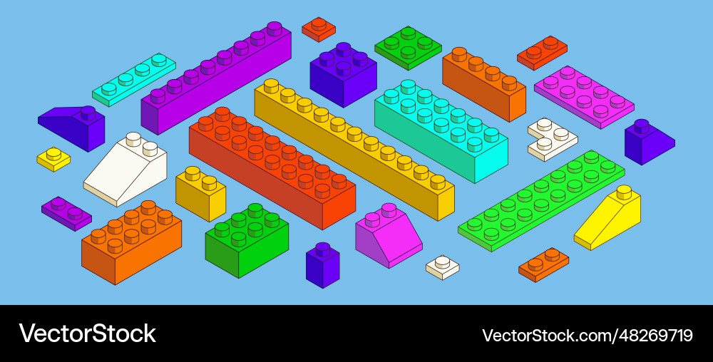 Colorful Lego Brick Build Royalty Free Vector Image