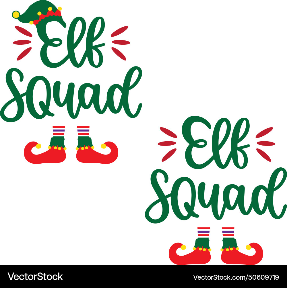 Elf squad merry christmas santa Royalty Free Vector Image