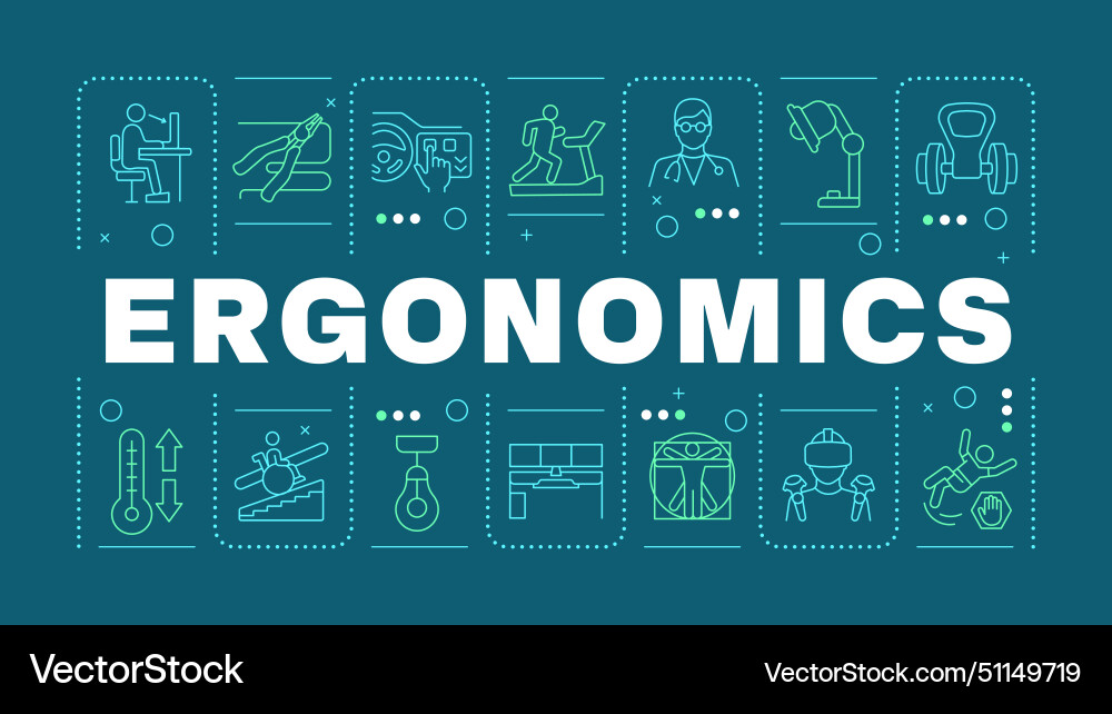 Ergonomics blue word concept Royalty Free Vector Image