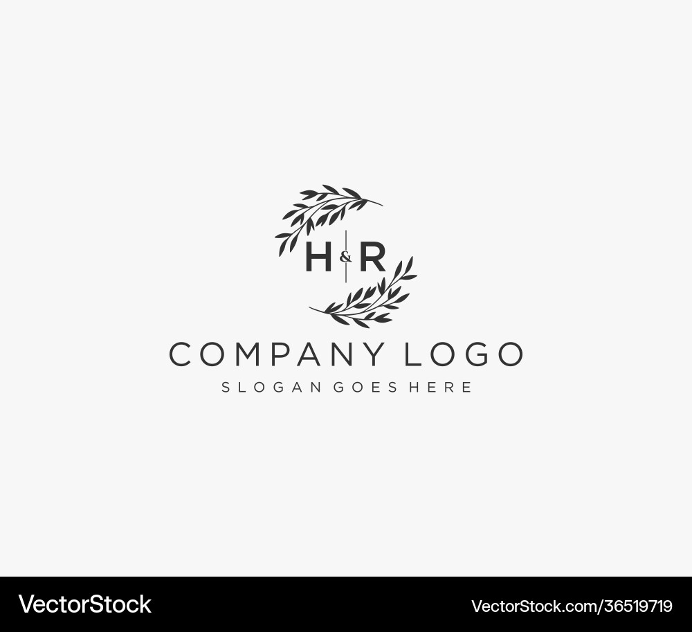 Initial hr letters floral frames monogram wedding Vector Image