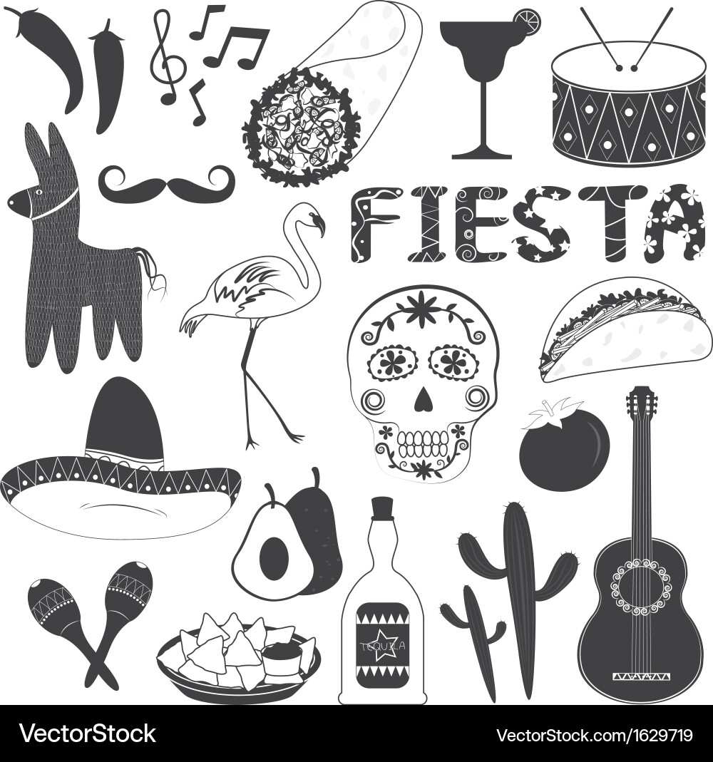 Mexican Fiesta Icons Royalty Free Vector Image