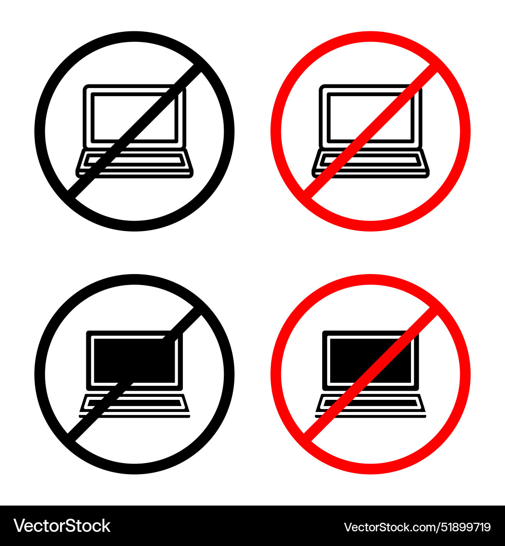 No laptop use sign indicating restriction Vector Image