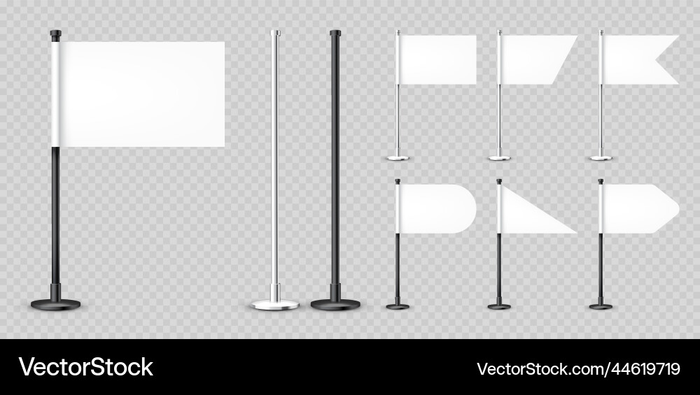 Realistic various table flags on a steel pole Vector Image