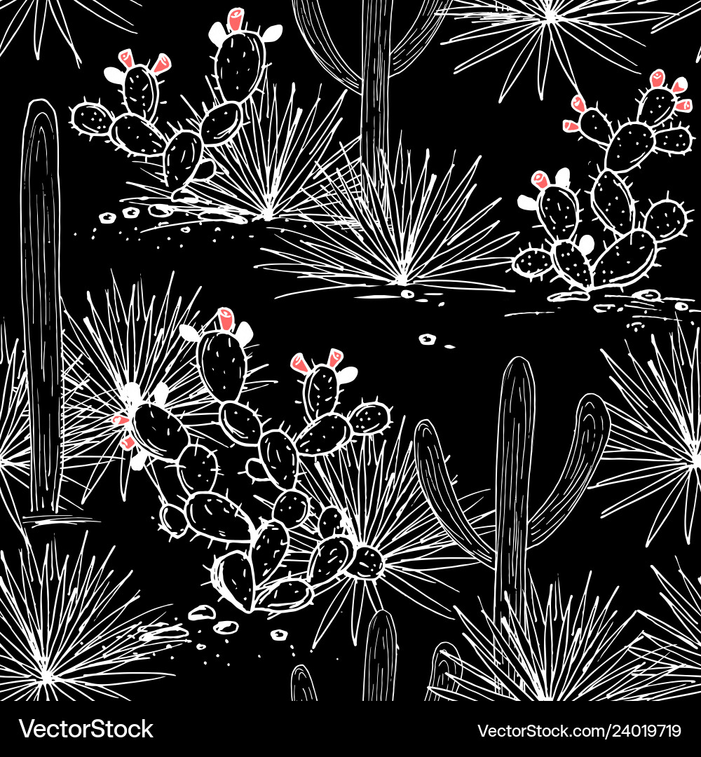 Saguaro Cactus Pattern Royalty Free Vector Image