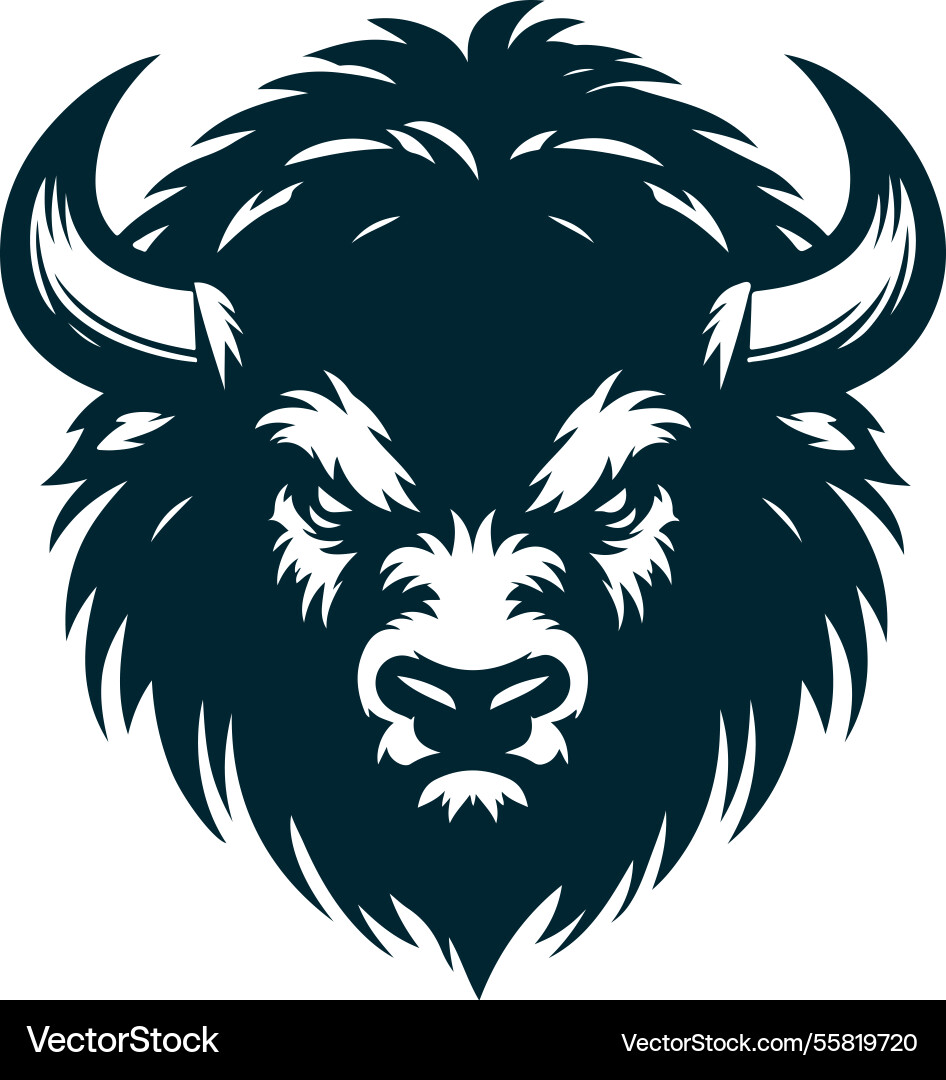 Angry bison silhouette Royalty Free Vector Image