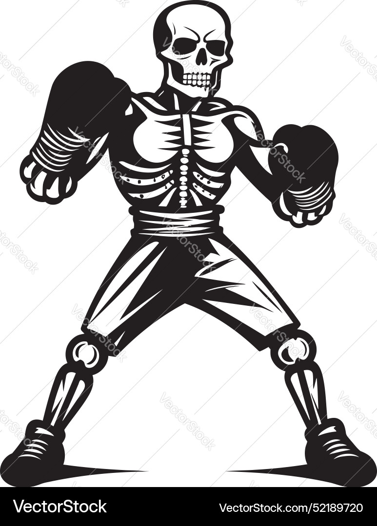 Deathly puncher skeleton boxing black logo design Vector Image