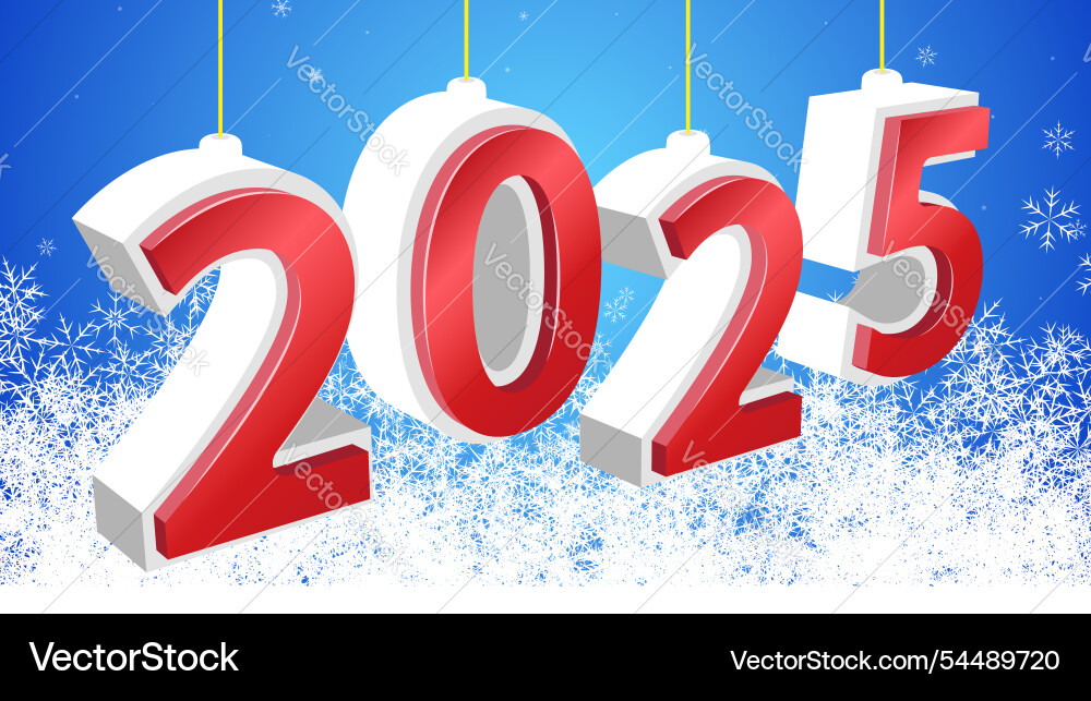 Horizontal volumetric inscription 2025 on winter Vector Image
