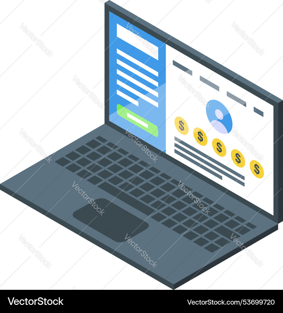 Laptop showing online earning platform interface Vector Image