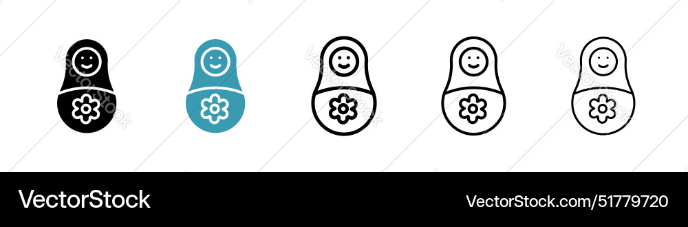 Nesting dolls icon set black filled and outlined Vector Image