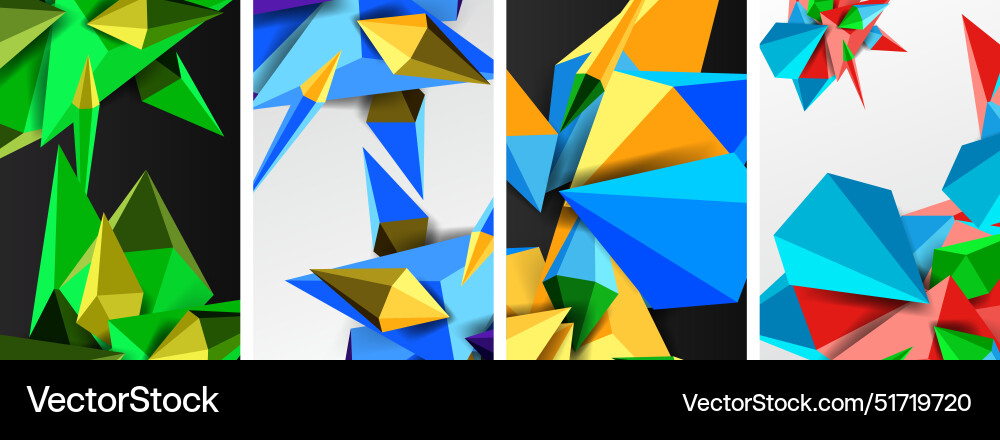 Set of triangle geometric low poly 3d shapes Vector Image