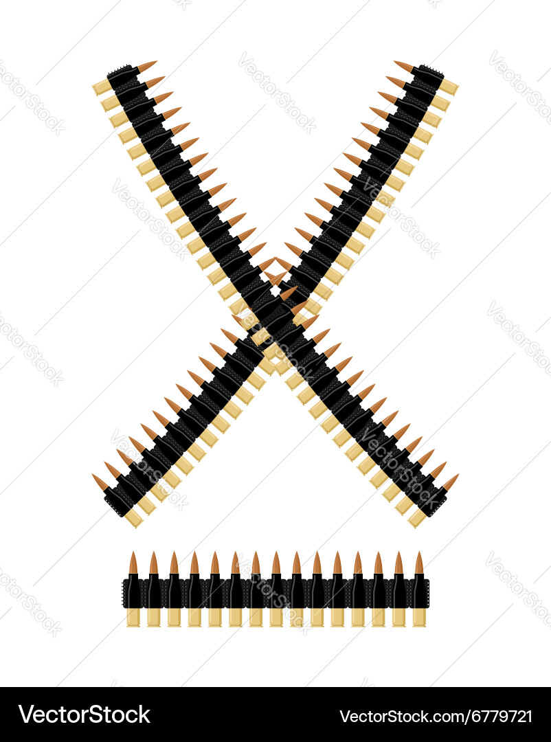 Bandolier with bullets ammunition belt tape Vector Image