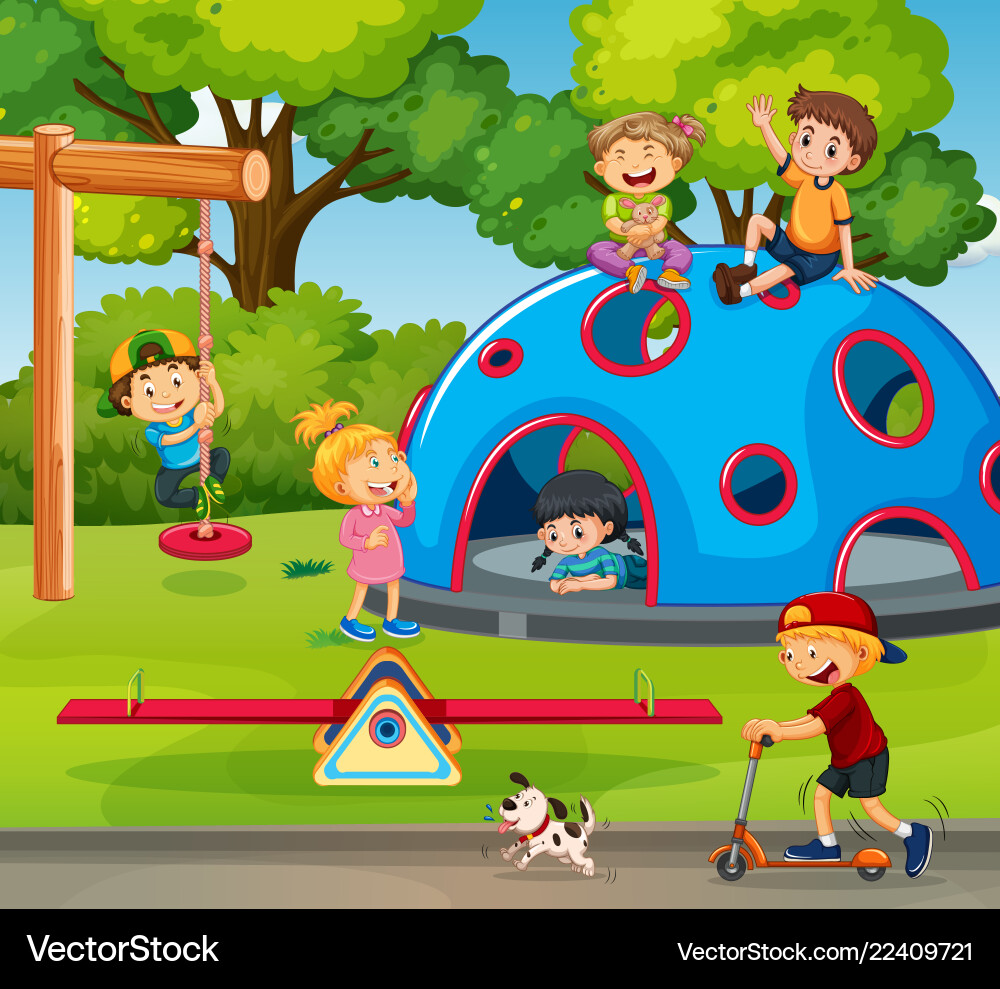 Children playing at playground Royalty Free Vector Image