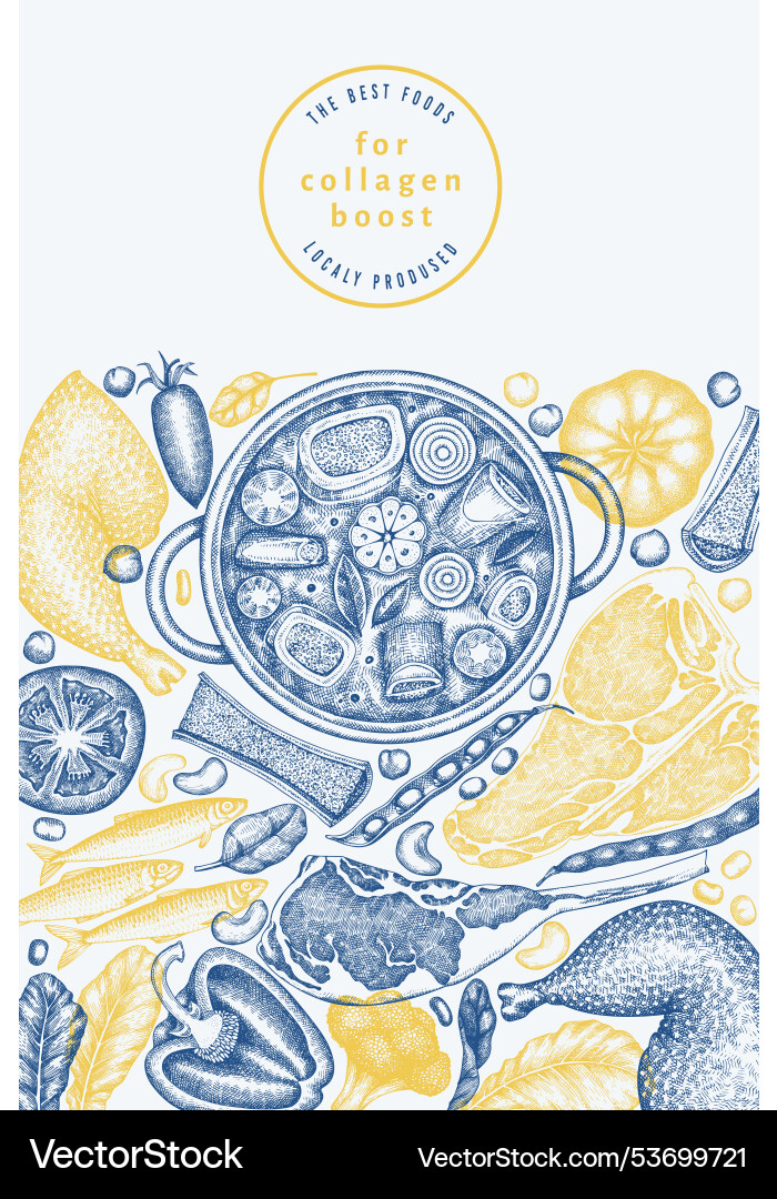 Collagen diet design template hand drawn healthy Vector Image