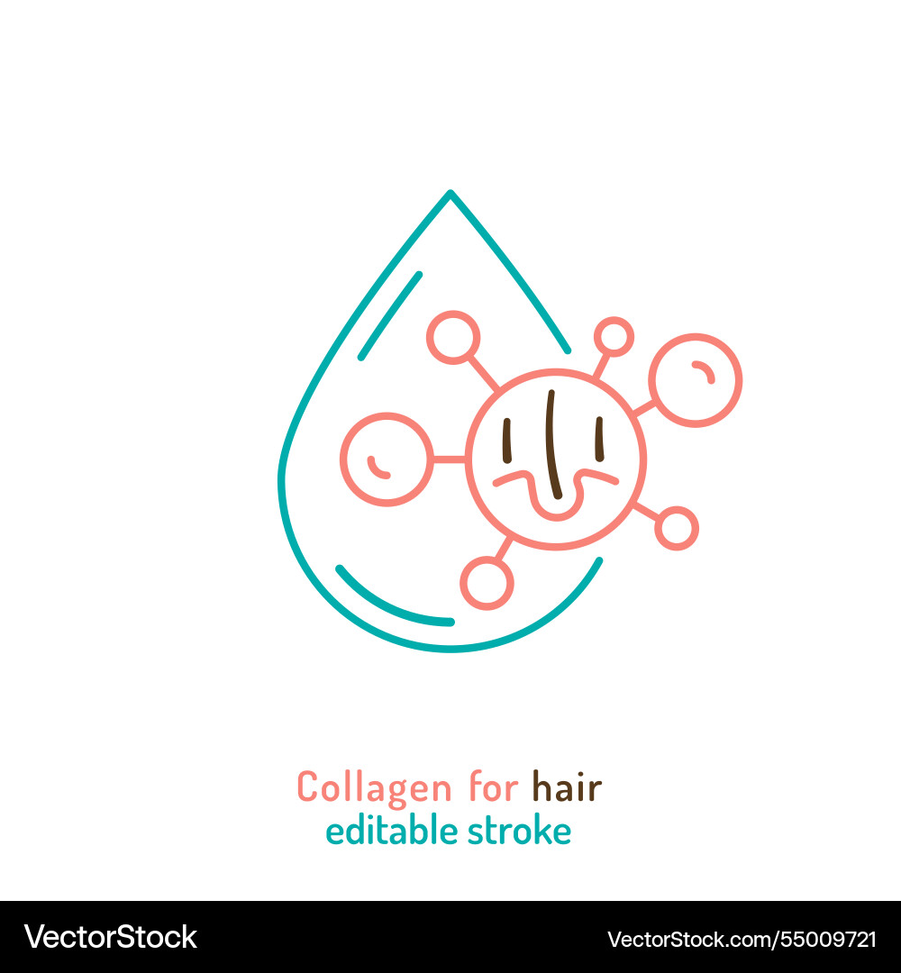 Collagen for hair line icon connective tissue Vector Image