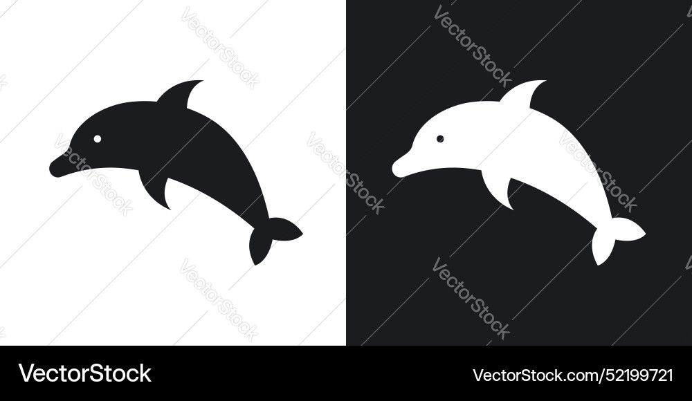 Dolphin icon set in solid style Royalty Free Vector Image