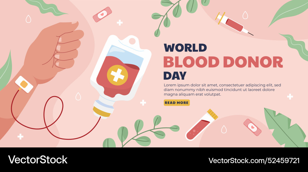 Flat horizontal banner template for world blood Vector Image