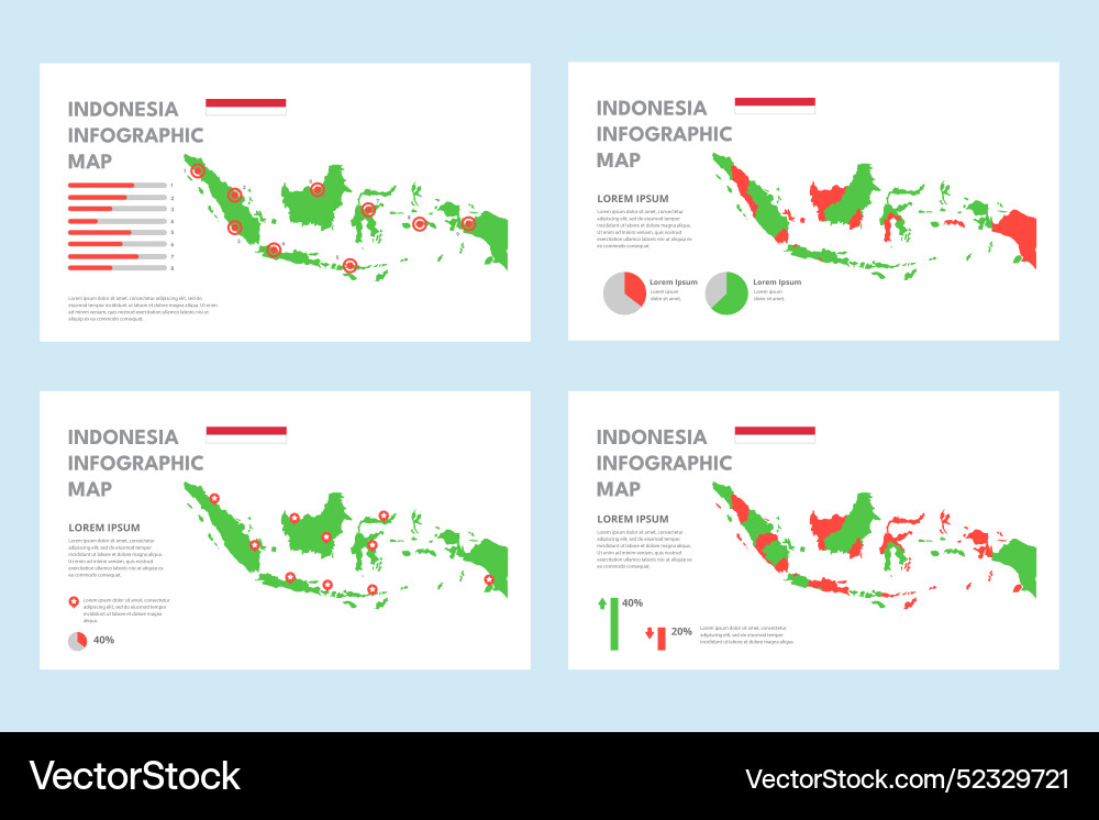 Flat indonesia map infographics Royalty Free Vector Image