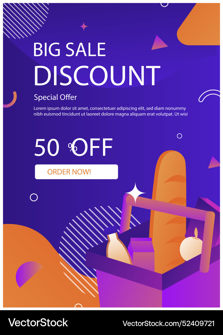 Gradient supermarket poster template Royalty Free Vector