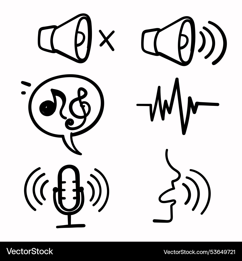 Hand drawn doodle audio related icon Royalty Free Vector
