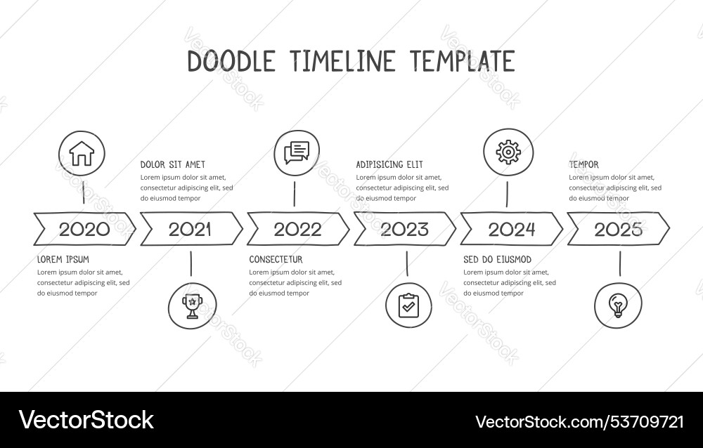 Hand drawn timeline template Royalty Free Vector Image