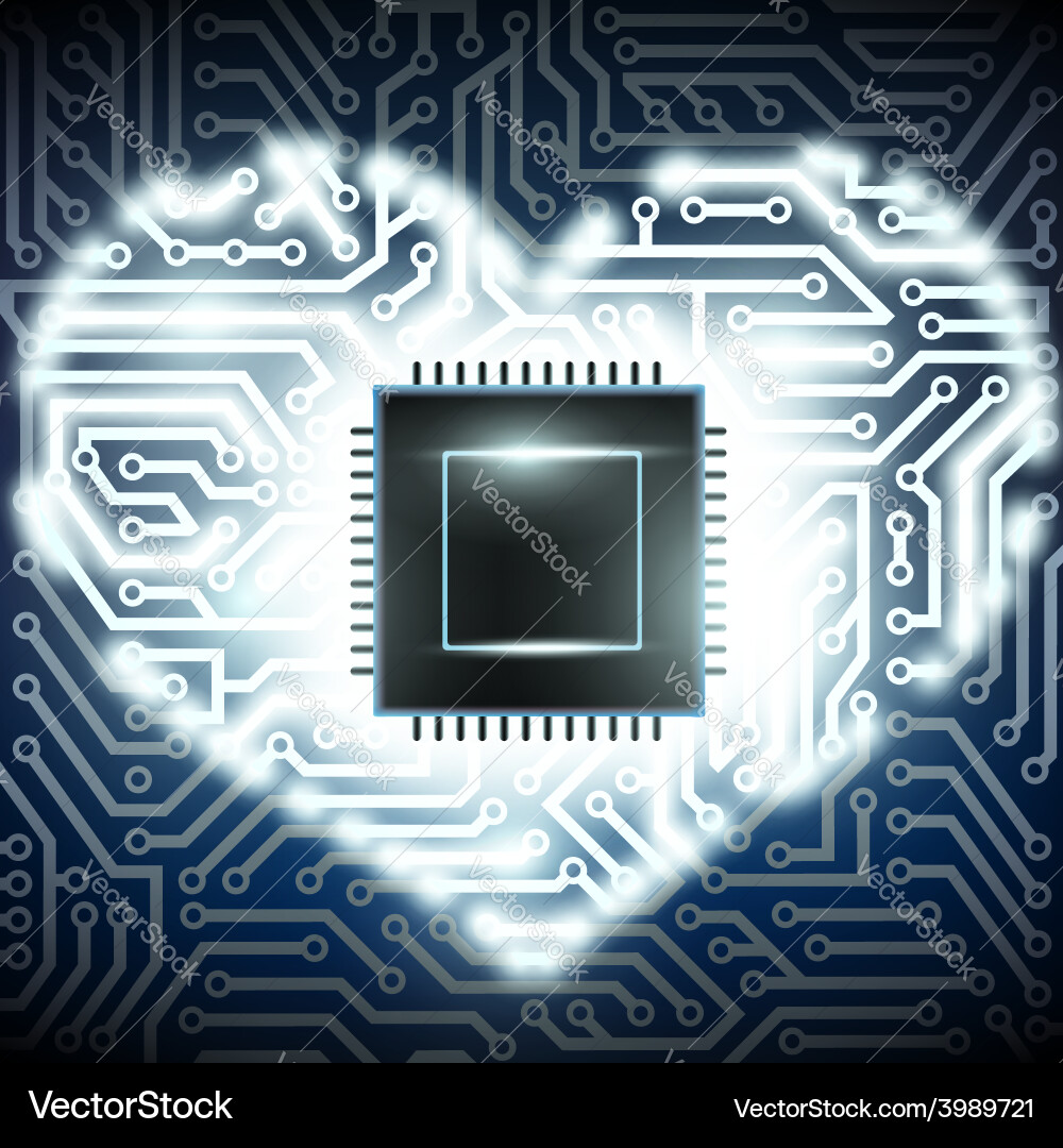 Human heart with the circuit board inside Vector Image