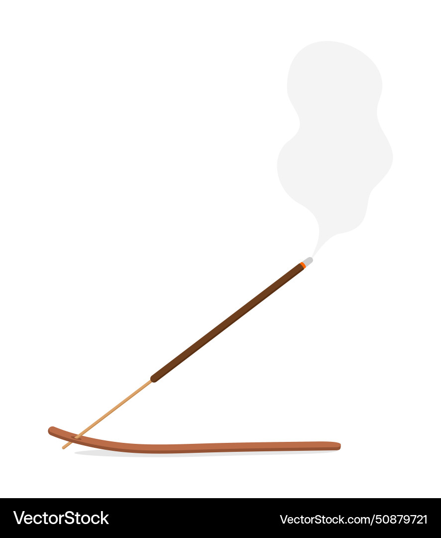 Incense stick on a wooden stand burning Royalty Free Vector