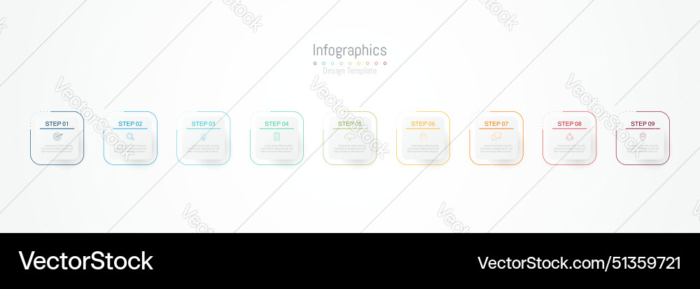 Infographic 9 options design elements Royalty Free Vector