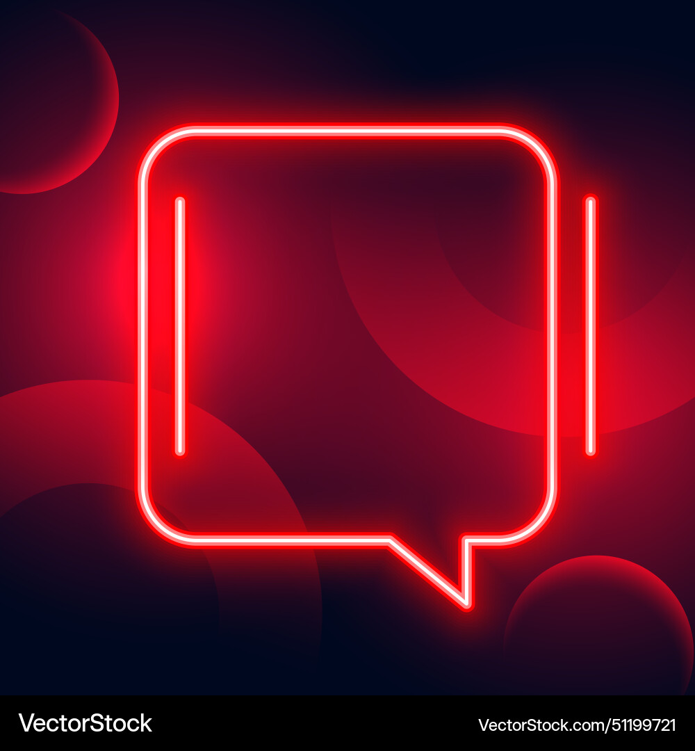 Modern red neon chat box with blank space Vector Image