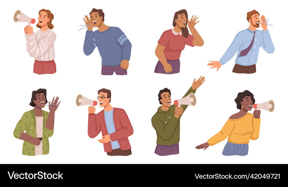 People Calling for Attention Royalty Free Vector Image