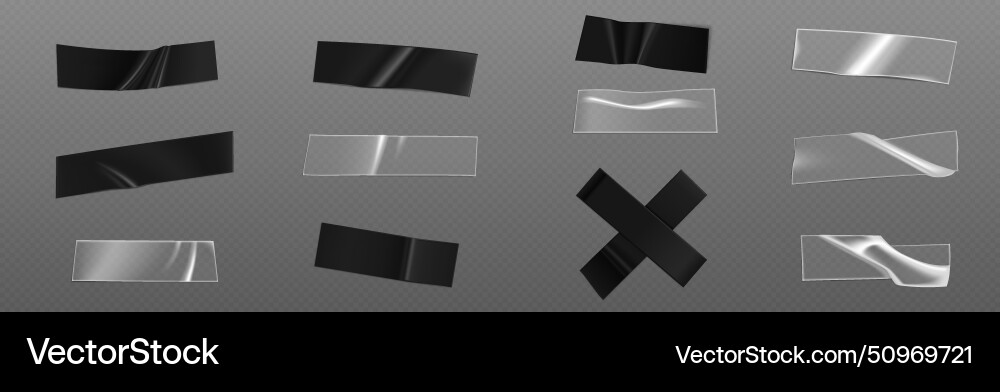 Transparent and black adhesive plastic tape patch Vector Image