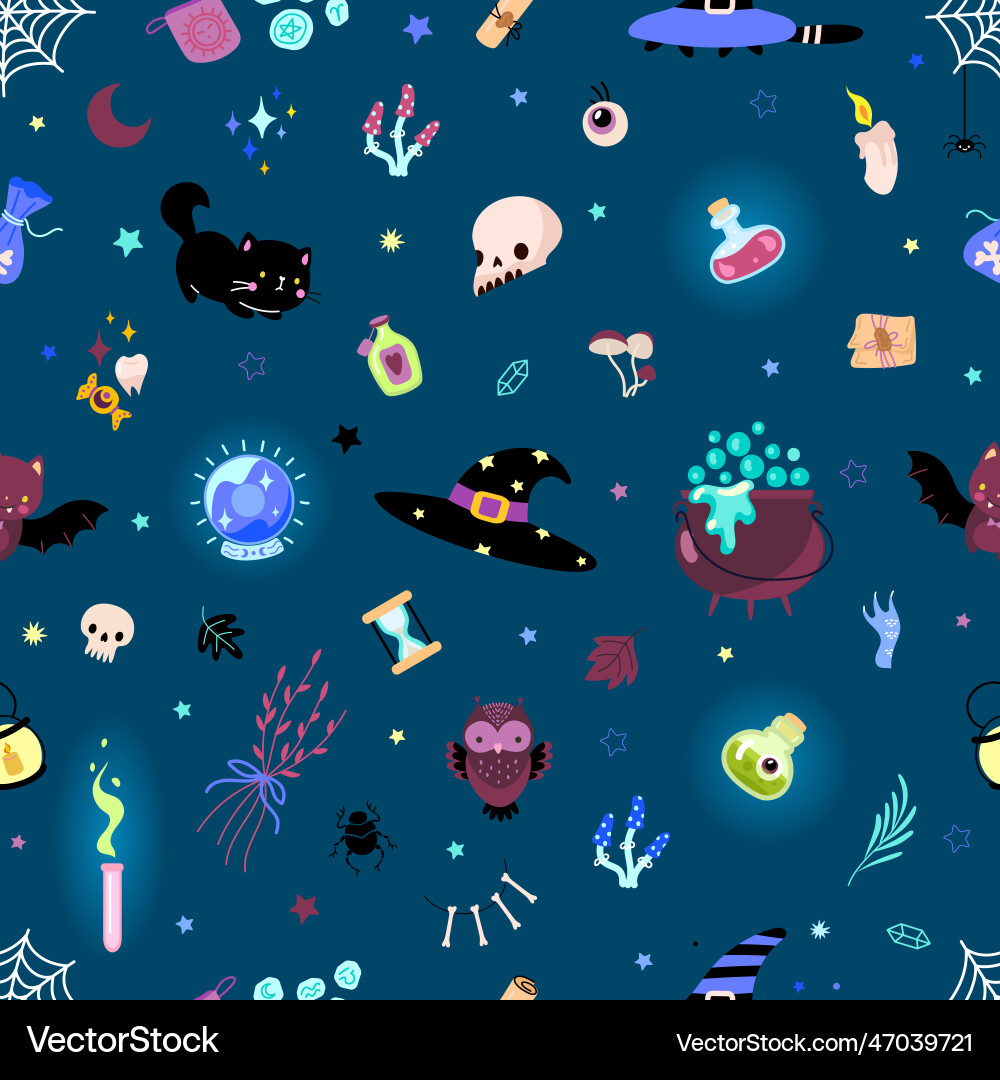 Witch magic seamless pattern magical elements Vector Image