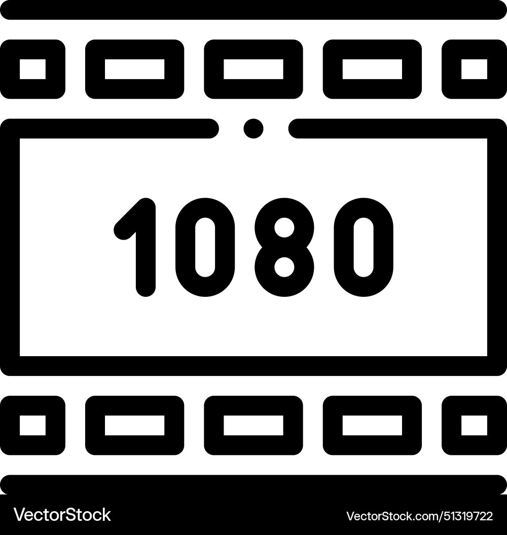 1080p full hd icon thin linear style design Vector Image