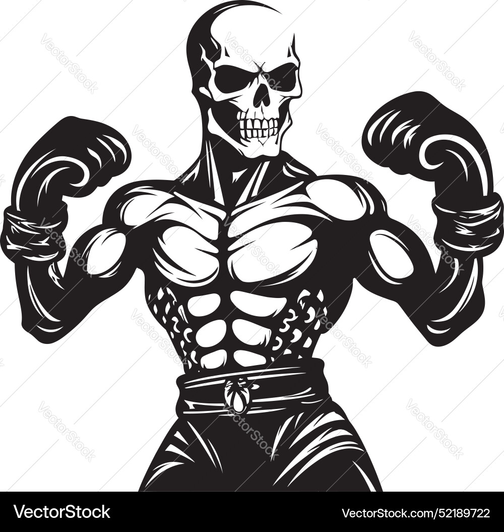 Bone cruncher skeleton boxing black logo icon Vector Image