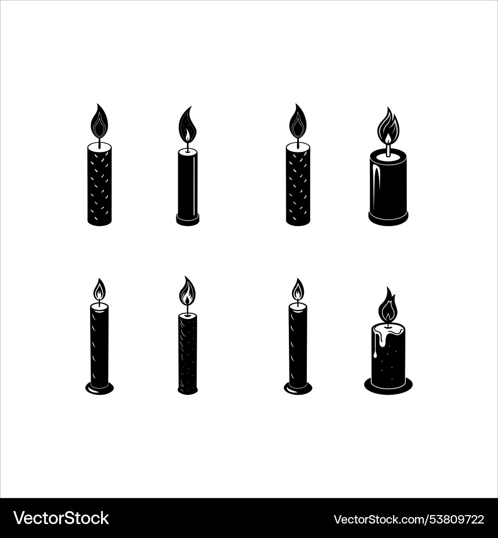 Daily use long and short candle with flame Vector Image