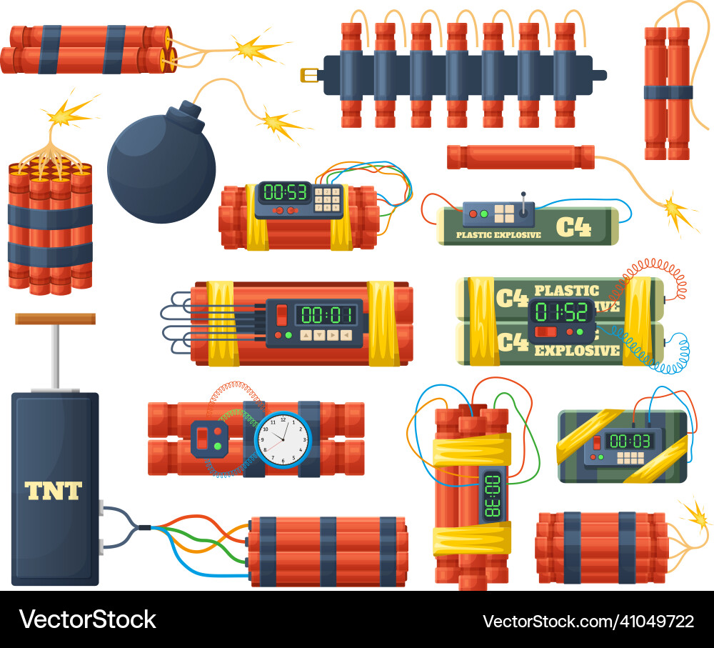 Dangerous Explosives and Bombs Royalty Free Vector Image