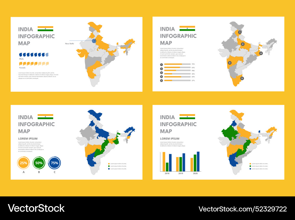 Flat india map infographics Royalty Free Vector Image