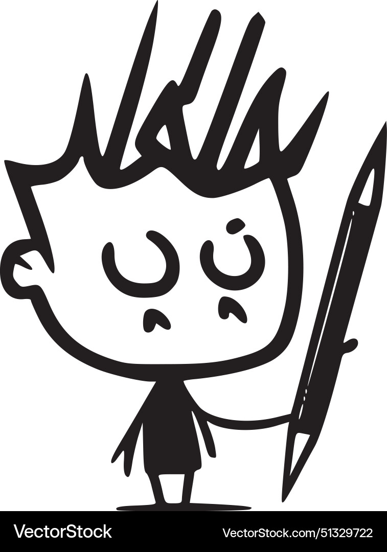 Handwritten - black and white isolated icon Vector Image