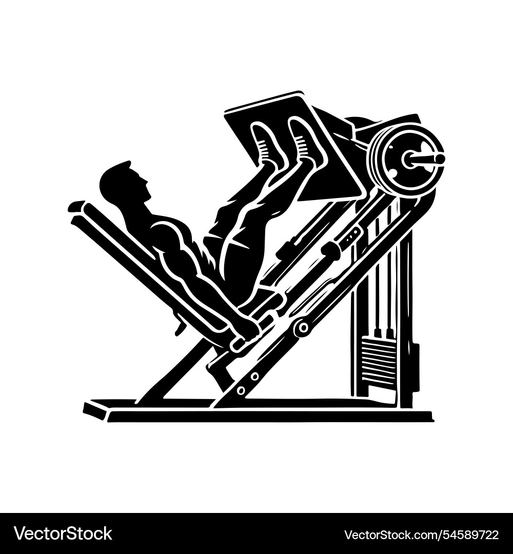 Leg press machine icon silhouette on white Vector Image