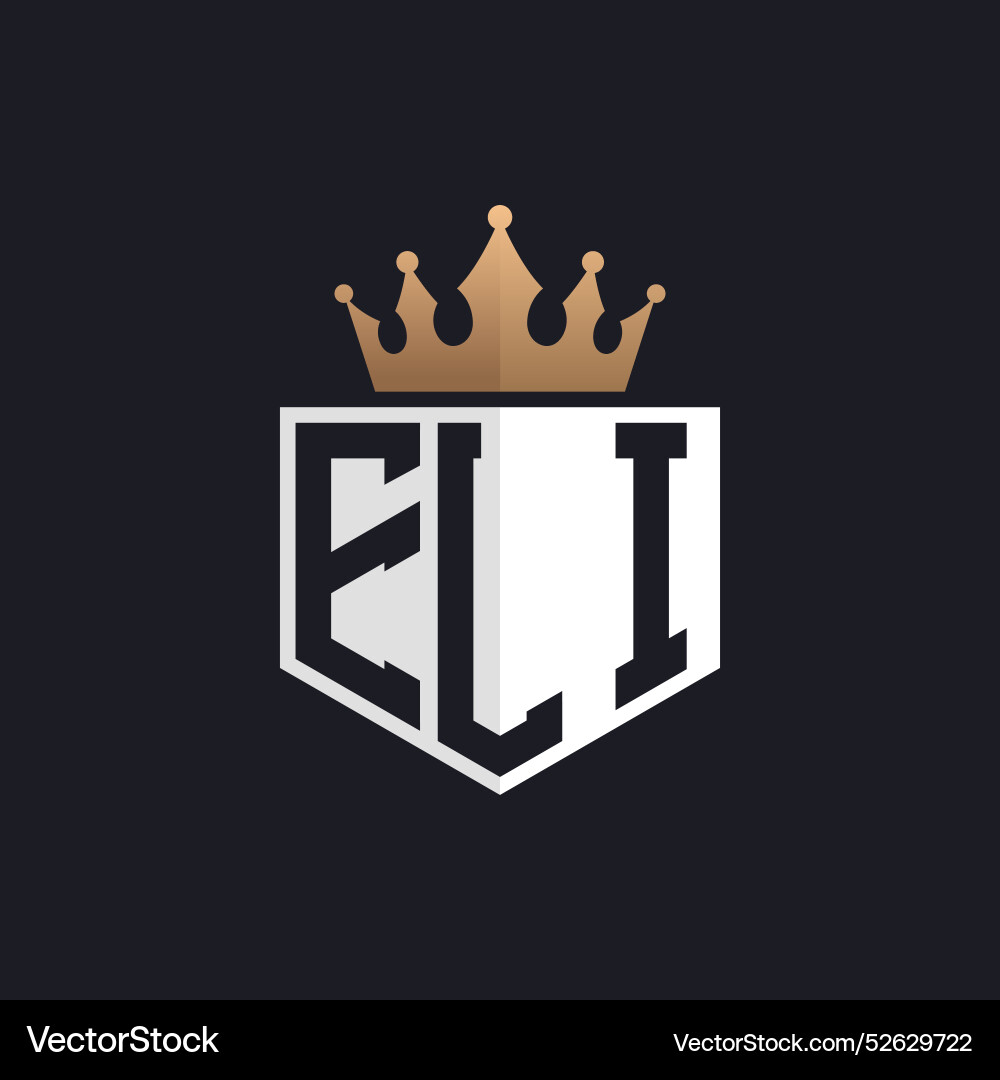 Luxury eli logo with crown elegant initials Vector Image