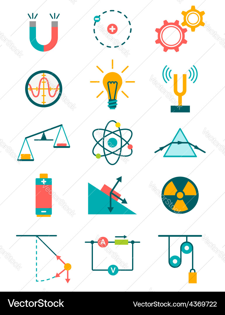 Physics icons set Royalty Free Vector Image - VectorStock