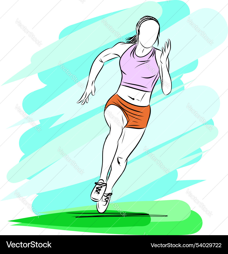 Sketch of running young woman Royalty Free Vector Image