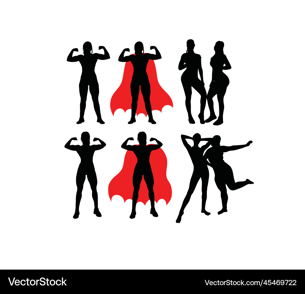 Strong lady silhouettes Royalty Free Vector Image