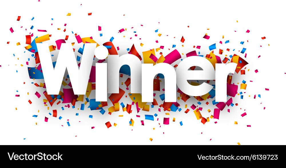 Celebratory Winner Sign with Confetti Royalty Free Vector
