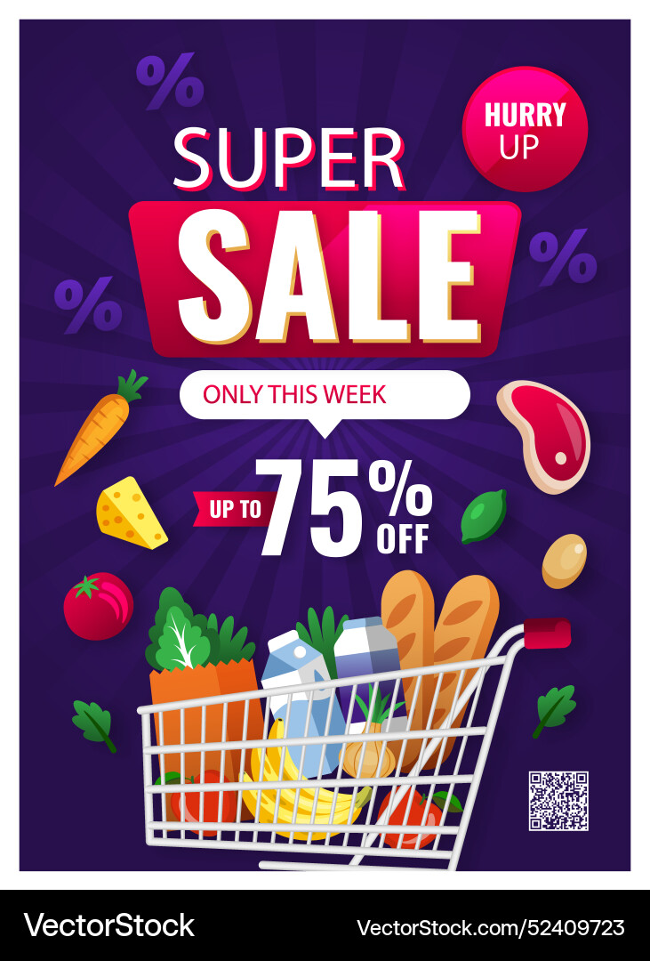 Gradient supermarket poster template Royalty Free Vector