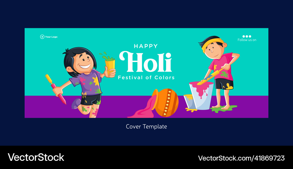 Happy holi cover page design Royalty Free Vector Image