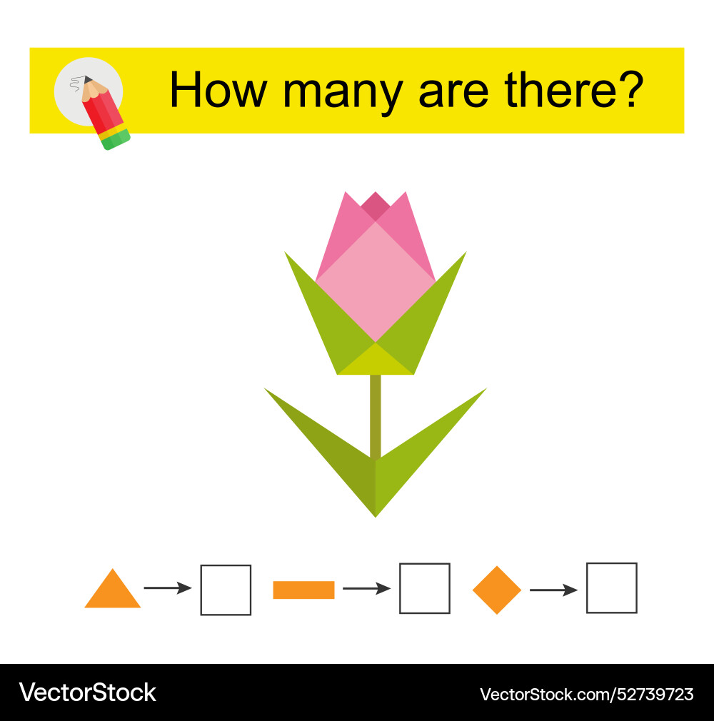 Math activity for kids how many geometric shapes Vector Image