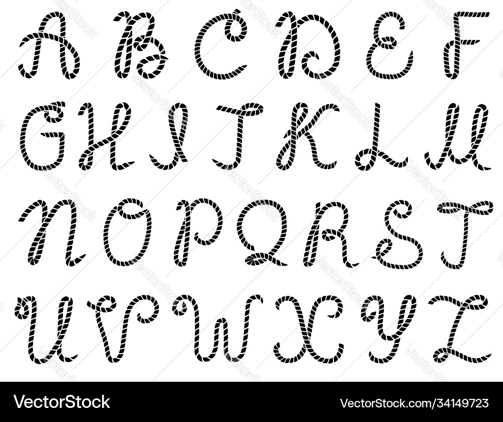 Rope alphabet letters made from Royalty Free Vector Image