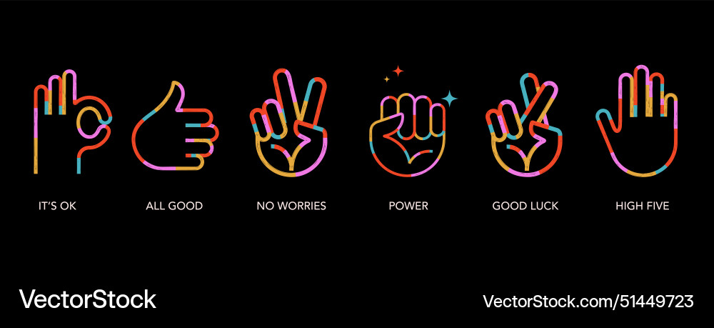 Set of hand gestures icons Royalty Free Vector Image
