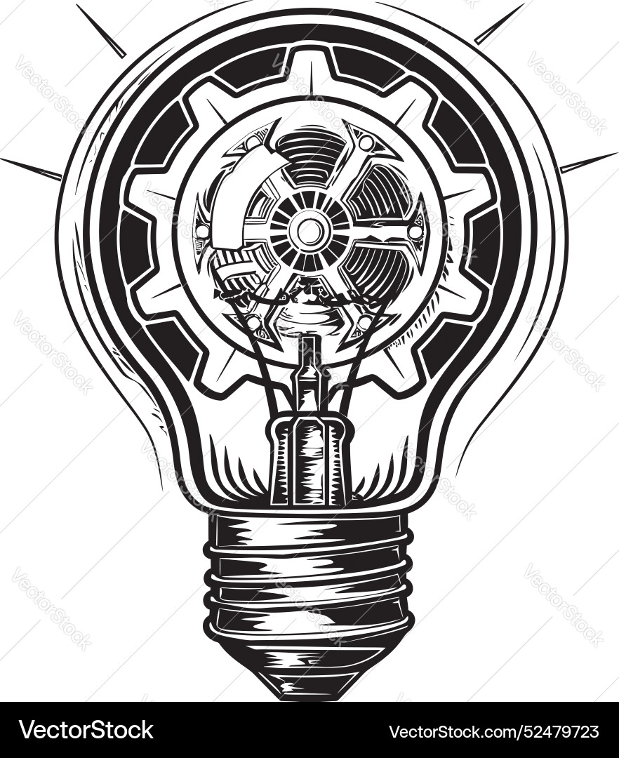 Steampunk brilliance black logo bulb emblem Vector Image