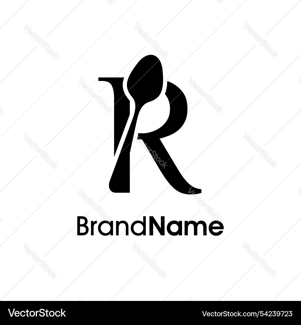 Unique and simple initial r spoon logo Royalty Free Vector